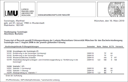 2. Transcript - LSF informations - LMU Munich
